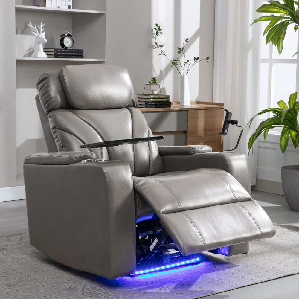 Power Motion Recliner with USB Charging Port and Hidden Arm Storage ...