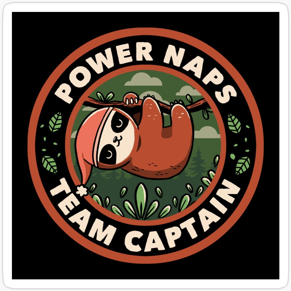 Power Naps Team Captain Black Sticker Phone Decal Water Bottle Stickers ...