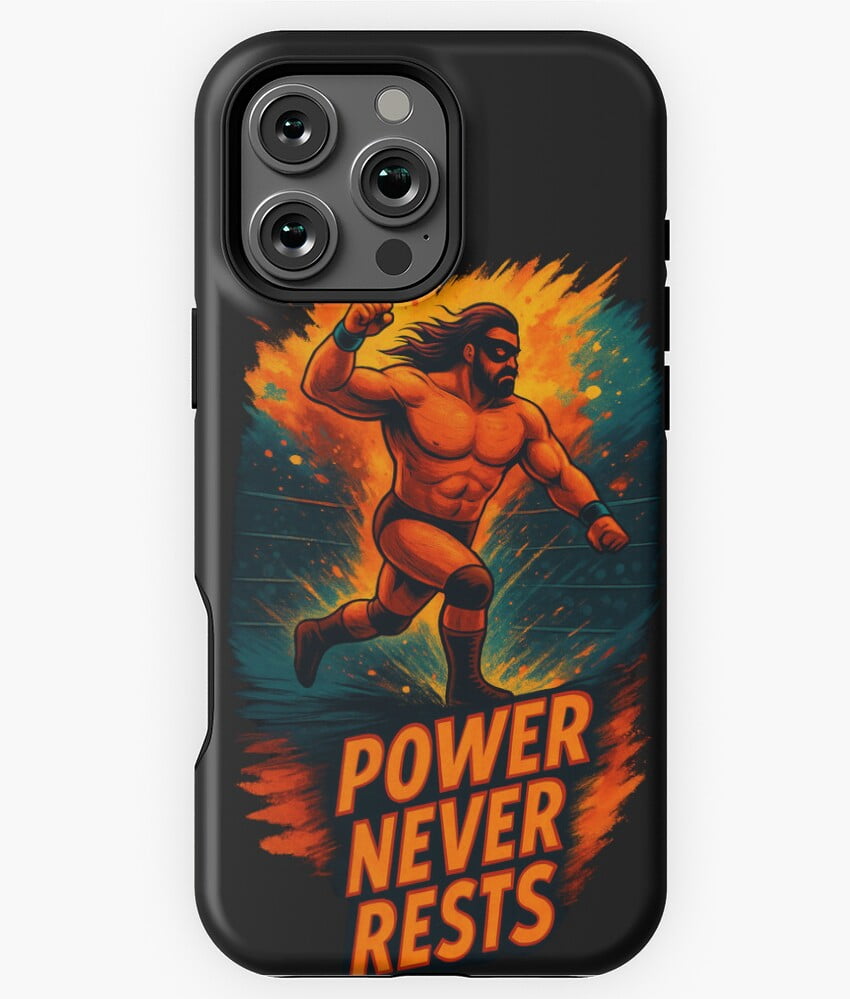 Power Never Rests Bold Wrestling Art Phone Case for iPhone 16 15 14 13 ...