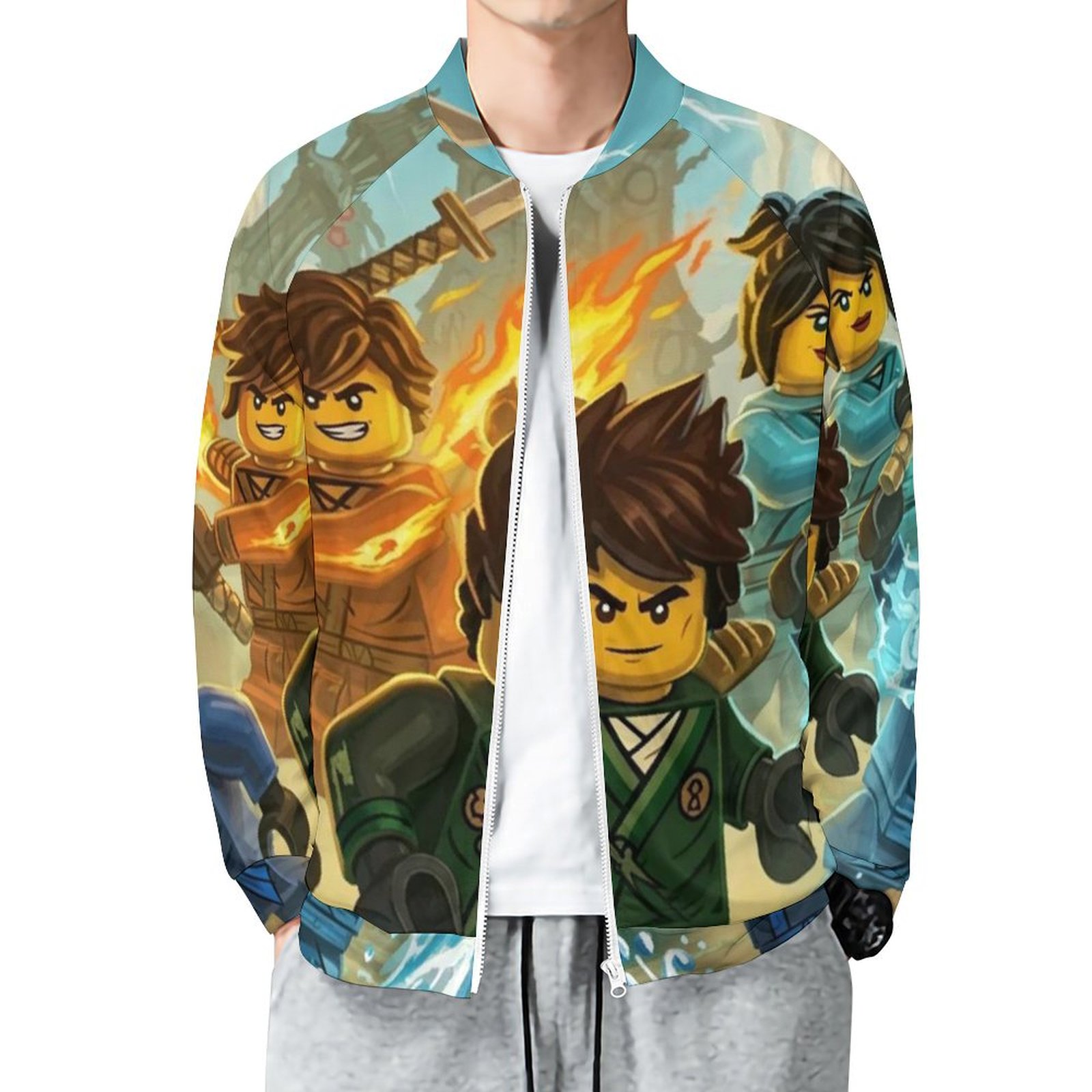 Power Ninjago Fashion Jacket Mens Windbreaker Coat Lightweight Zipper ...