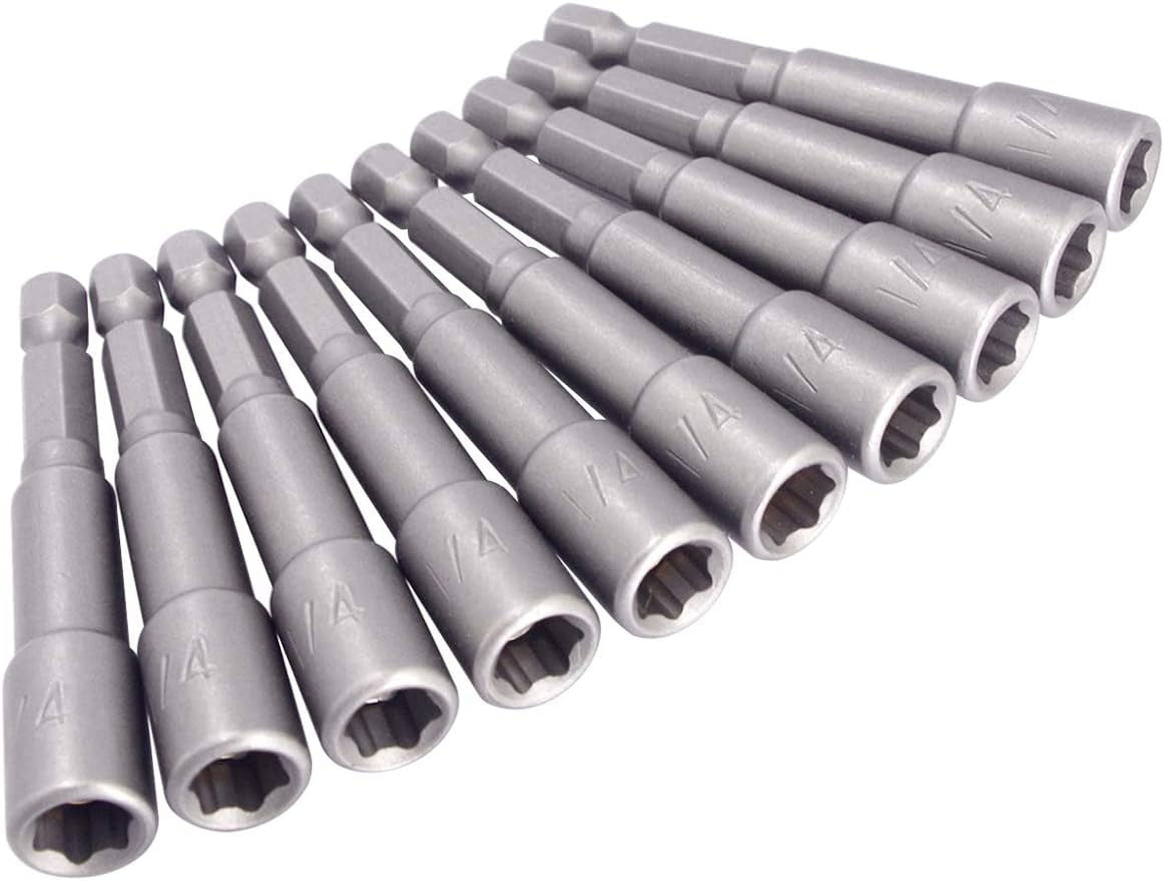 Power Nut Driver Set Magnetic Hex Socket Set Nut Setter Set, 1/4-inch ...