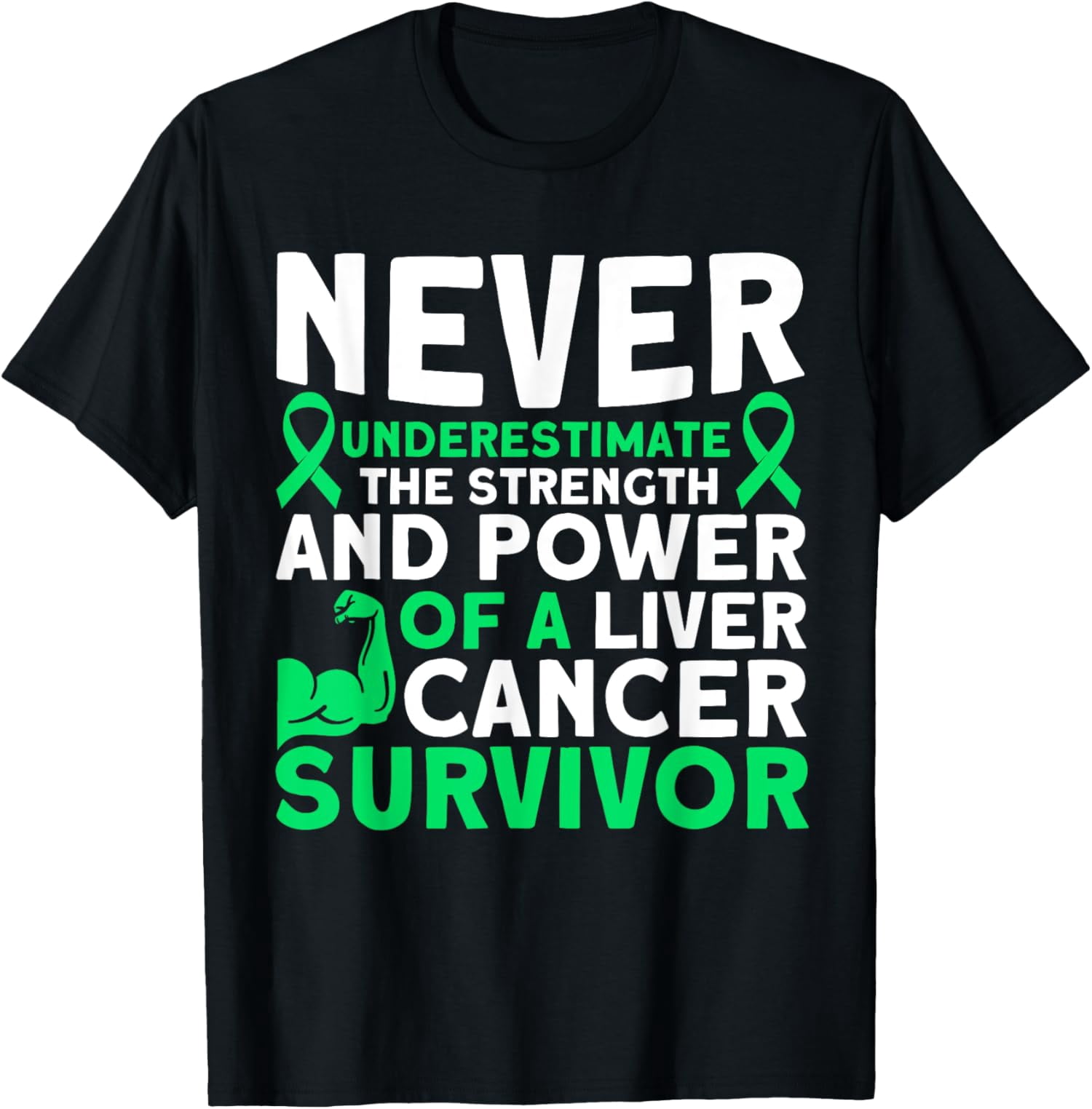 Power Of A Liver Cancer Survivor Liver Cancer Awareness T-Shirt ...