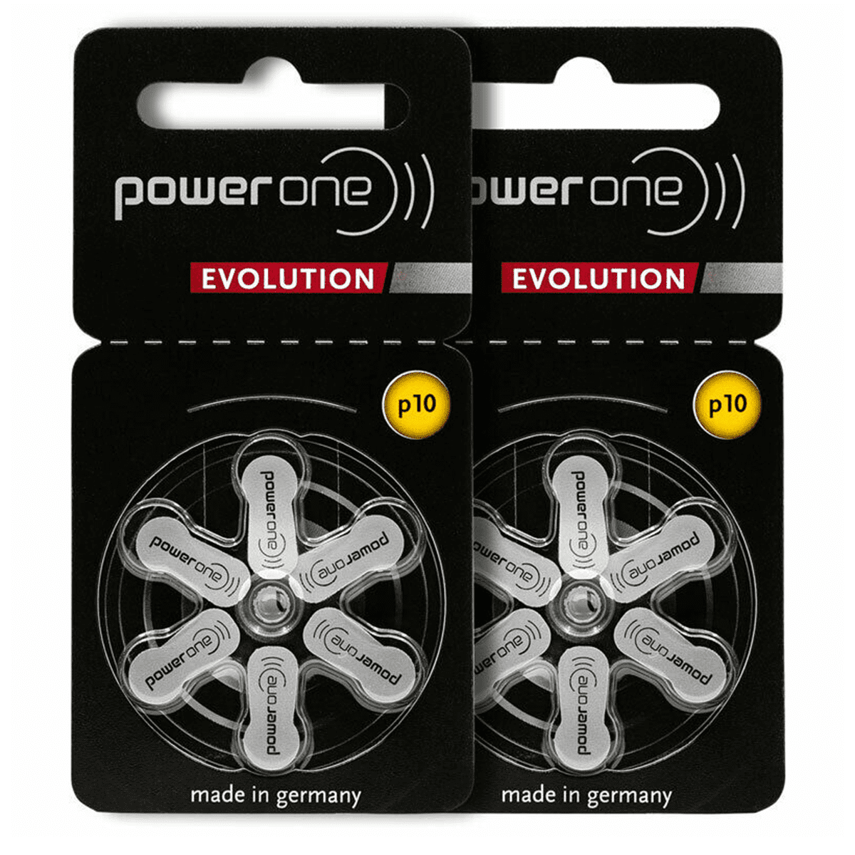 Power One Evolution Size 10 Hearing Aid Batteries - 1.45V Zinc Air with ...