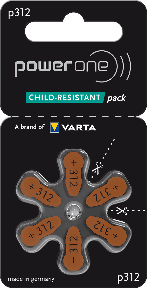 Power One Evolution Size 312 Hearing Aid Batteries - 1.45V Zinc Air ...