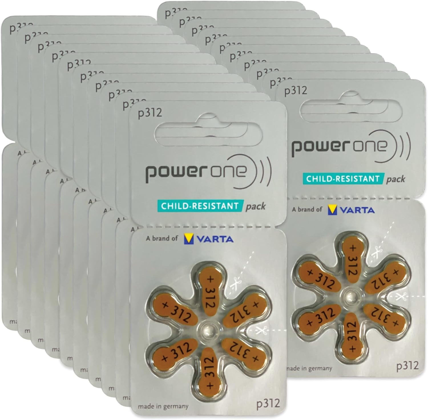 Power One Hearing aid Batteries Size 312 - p312 Battery for Hearing aid ...