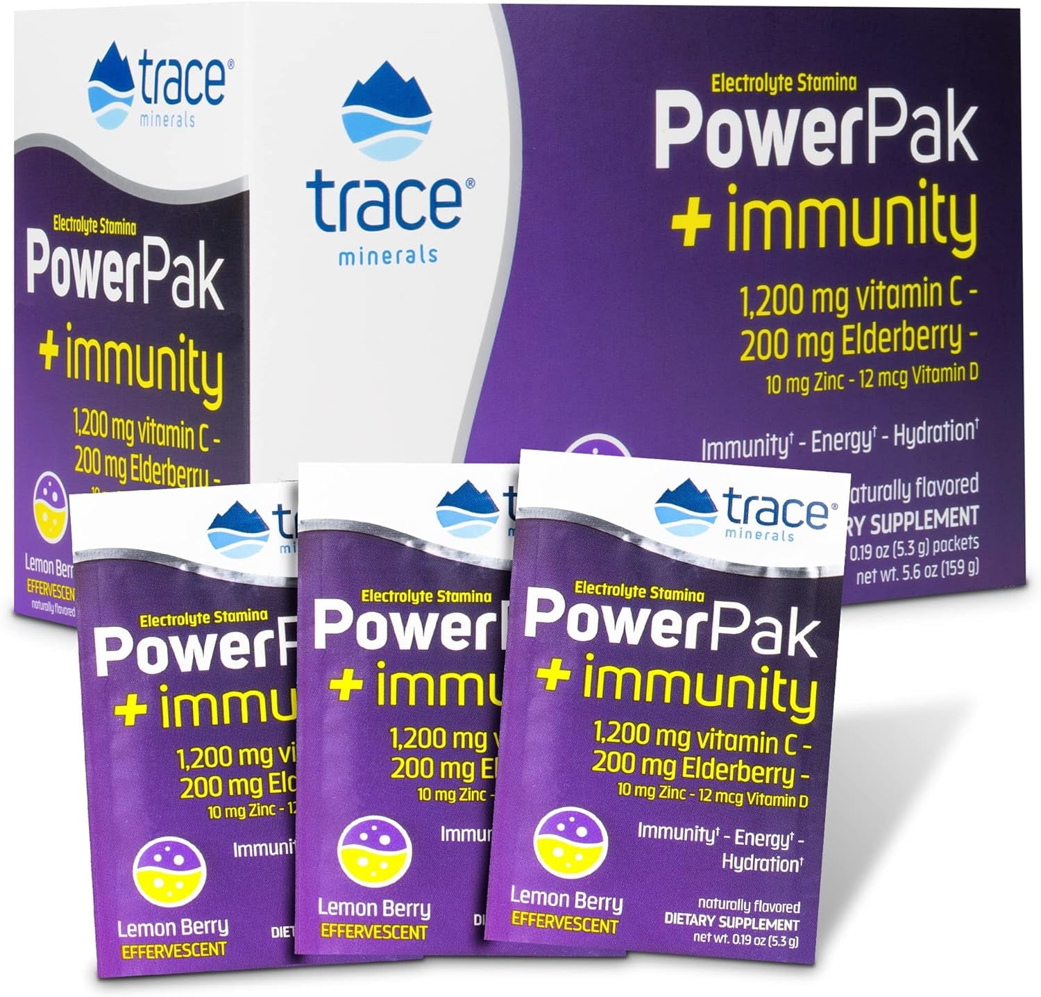 Power Pak Electrolyte + Immunity Boost Drink Packets | 1200 mg ...