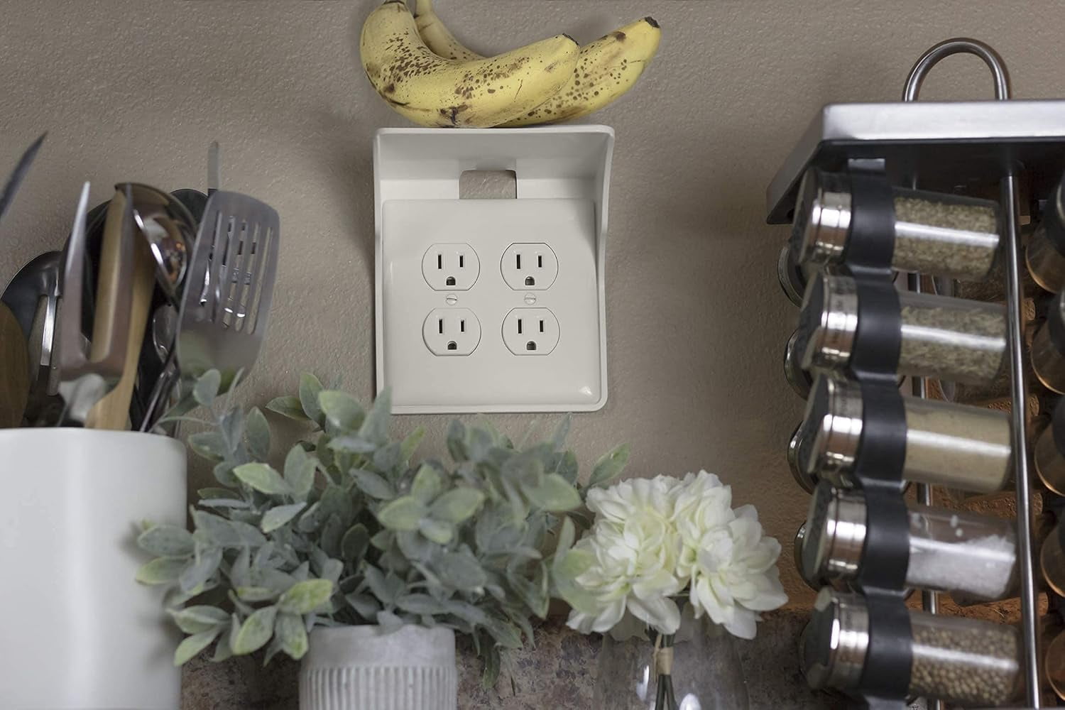 Power Perch Double Outlet Shelf – Wall Mounted Organizer with Cord ...
