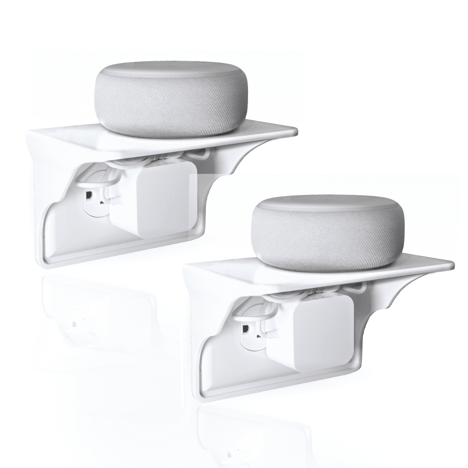 Storage Theory Power Perch Wall Outlet Shelf, White 2-Pack, Easy ...