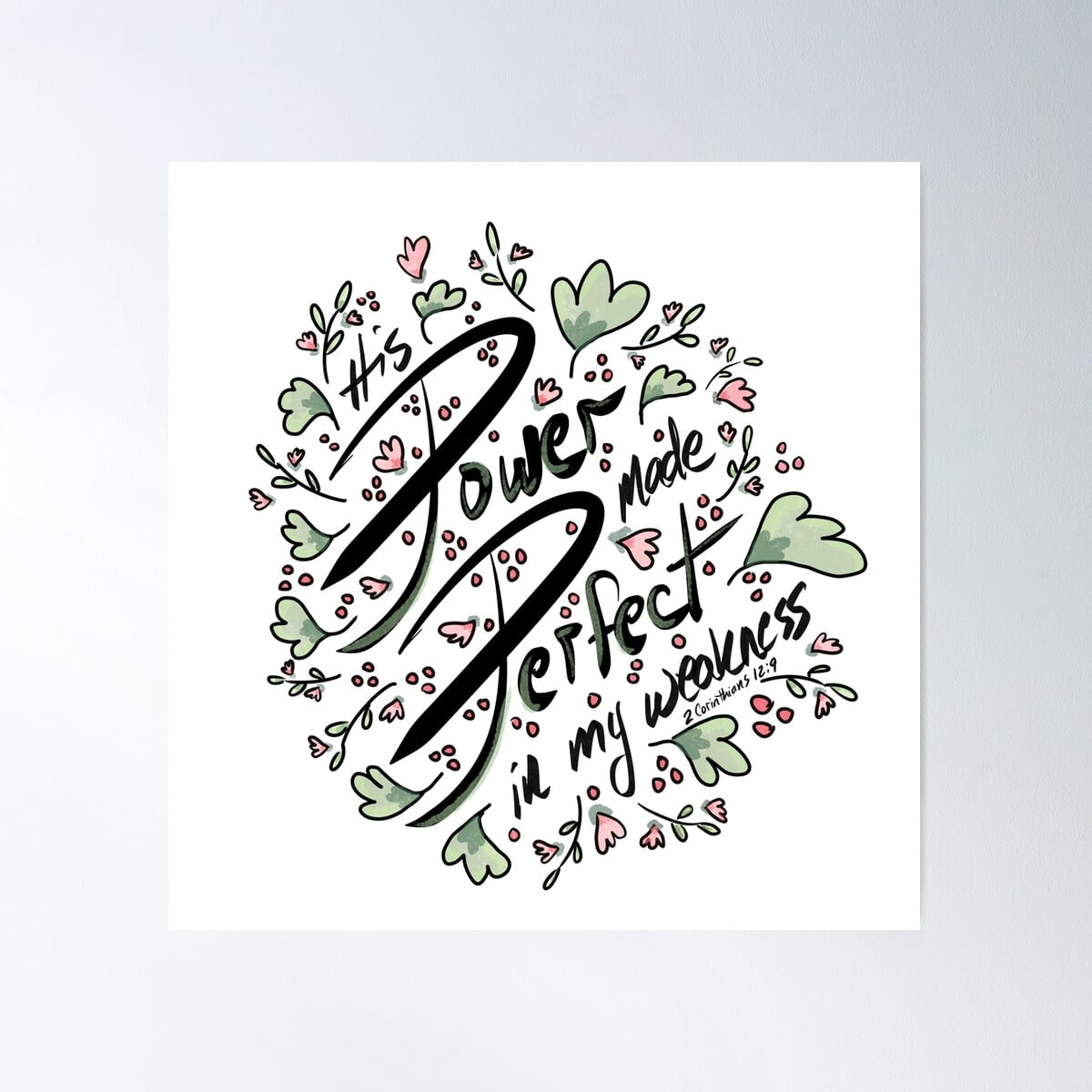 Power Perfect In Weakness Inspirational Quote Poster Wall Art, Modern ...