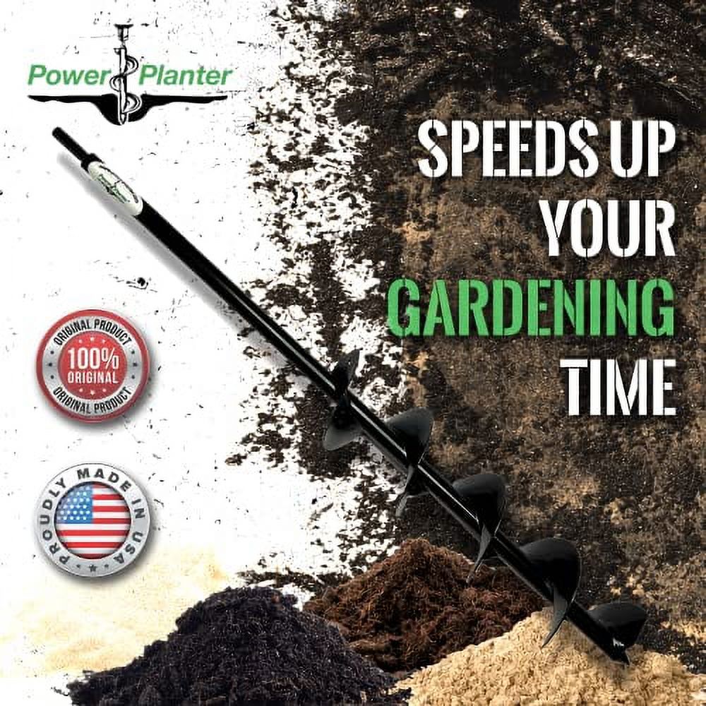 Power Planter Extended Length Garden Auger Drill Bit, 3" x 24" with 3/8 ...