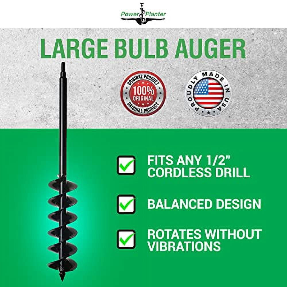 Power Planter Large Bulb Auger- 4"x28" Drill Bit Hole Digger for Post ...
