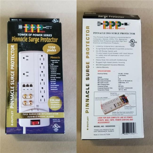 Power Play Products PP-18926DSSG 8-Outlet Pinnacle Surge Protector ...