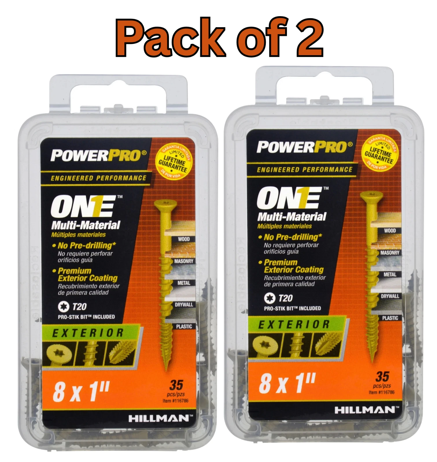 Power Pro ONE Multi-Material Construction Screws, 8 x 1 inch, Exterior ...