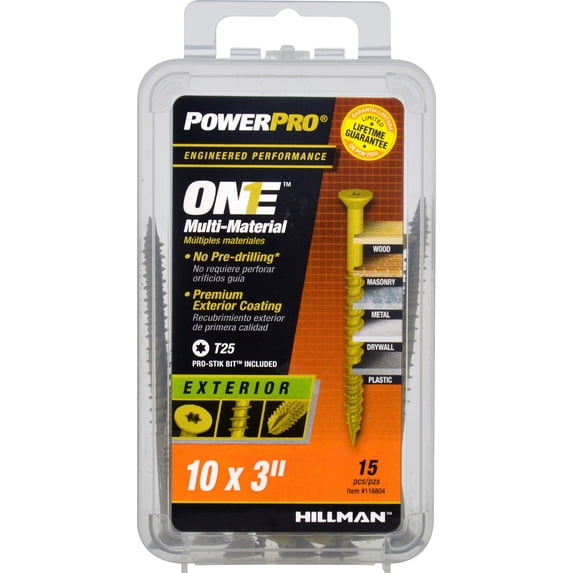Power Pro Exterior Multi-Material Screws, #10 x 3", Steel, Epoxy ...