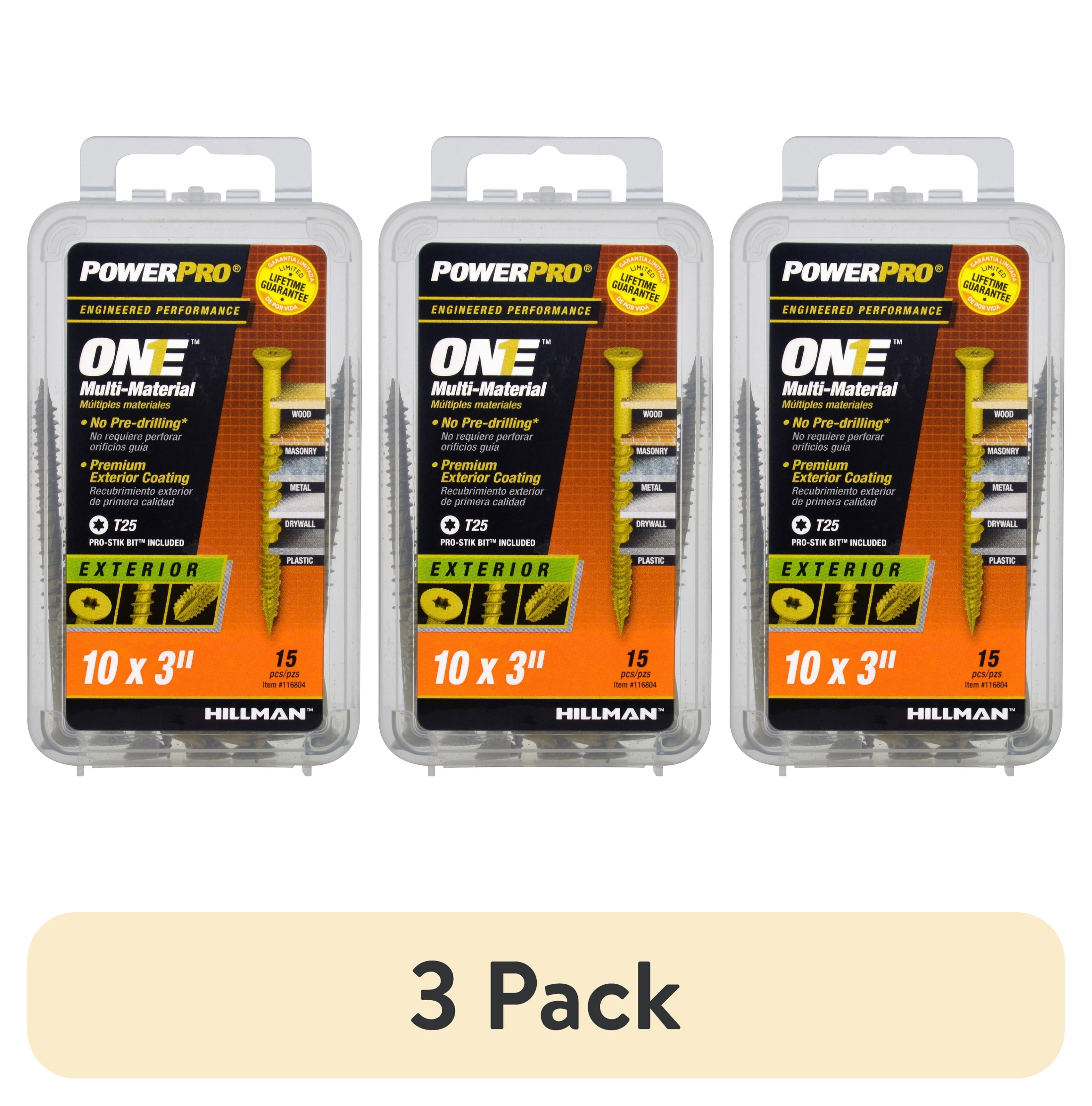(3 pack) Power Pro One Exterior Flat-Head Multi-Material Screws (#10 x ...