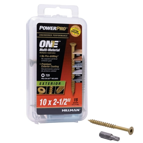 Power Pro One Interior Wood Screws 10 x 2-1/2" Yellow Zinc, Steel, 15 ...