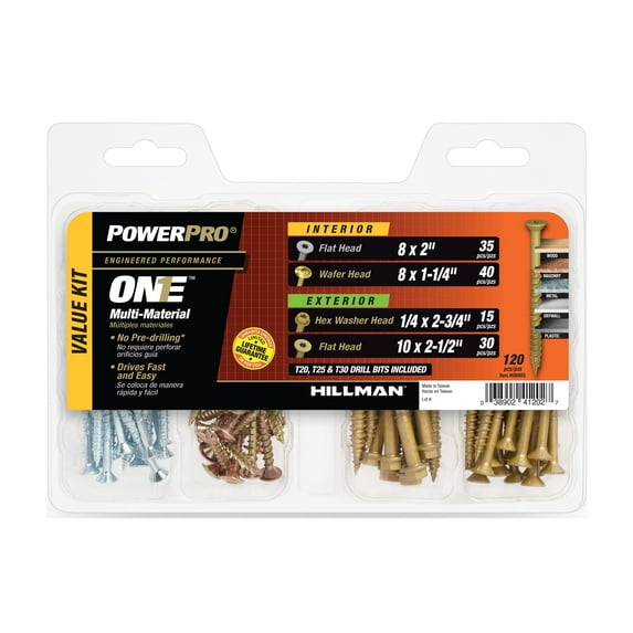 Power Pro One Interior and Exterior Screw Kit, Steel, Multi-surface ...