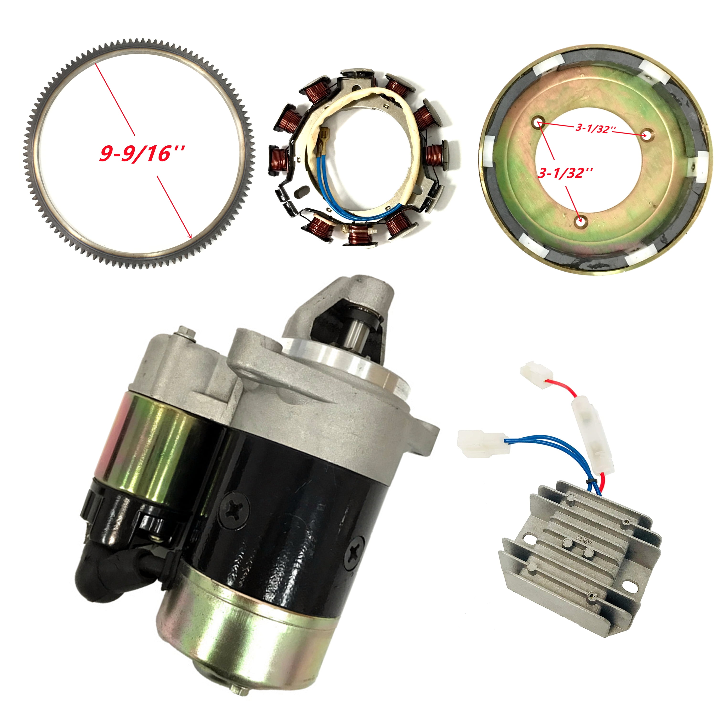 Power Products Electric Starter Flywheel Gear Dynamo Rectifier for 186F ...