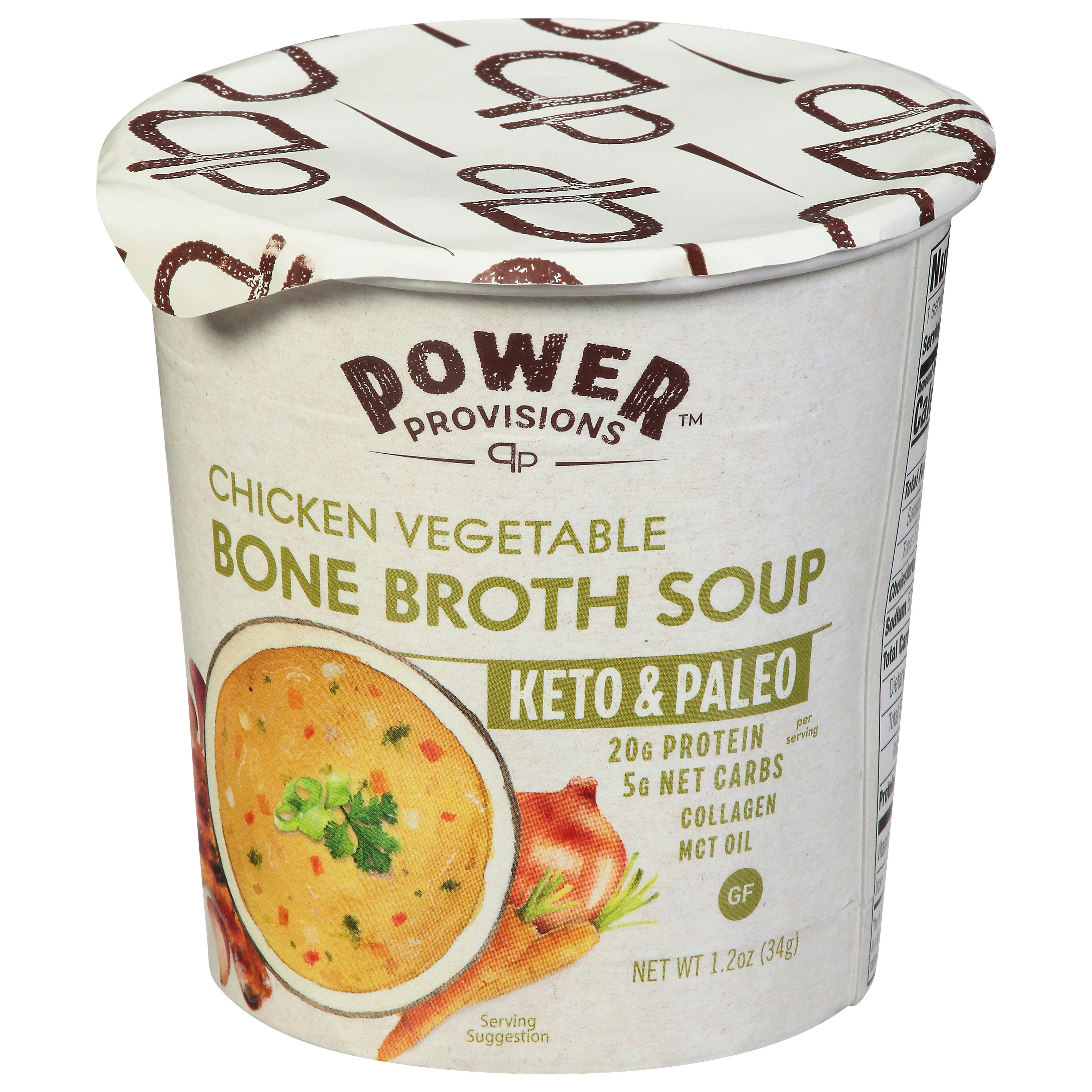 Power Provisions Soup Bone Broth Chicken Vegetable 1.2 oz (Pack Of 12 ...