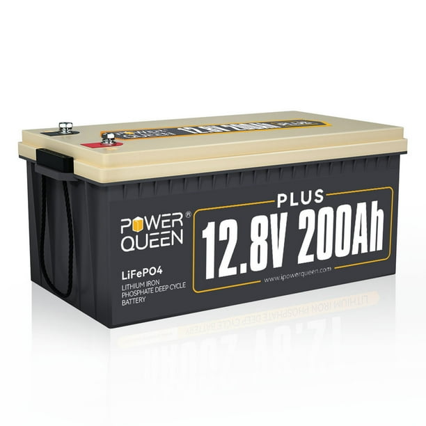 Power Queen 12V 200Ah Plus LiFePO4 Deep Cycle Lithium Battery with 200A BMS for RV Solar ...