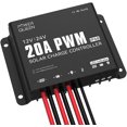 Power Queen 20A 12V/24V PWM IP68 Waterproof Solar Charger Controller ...