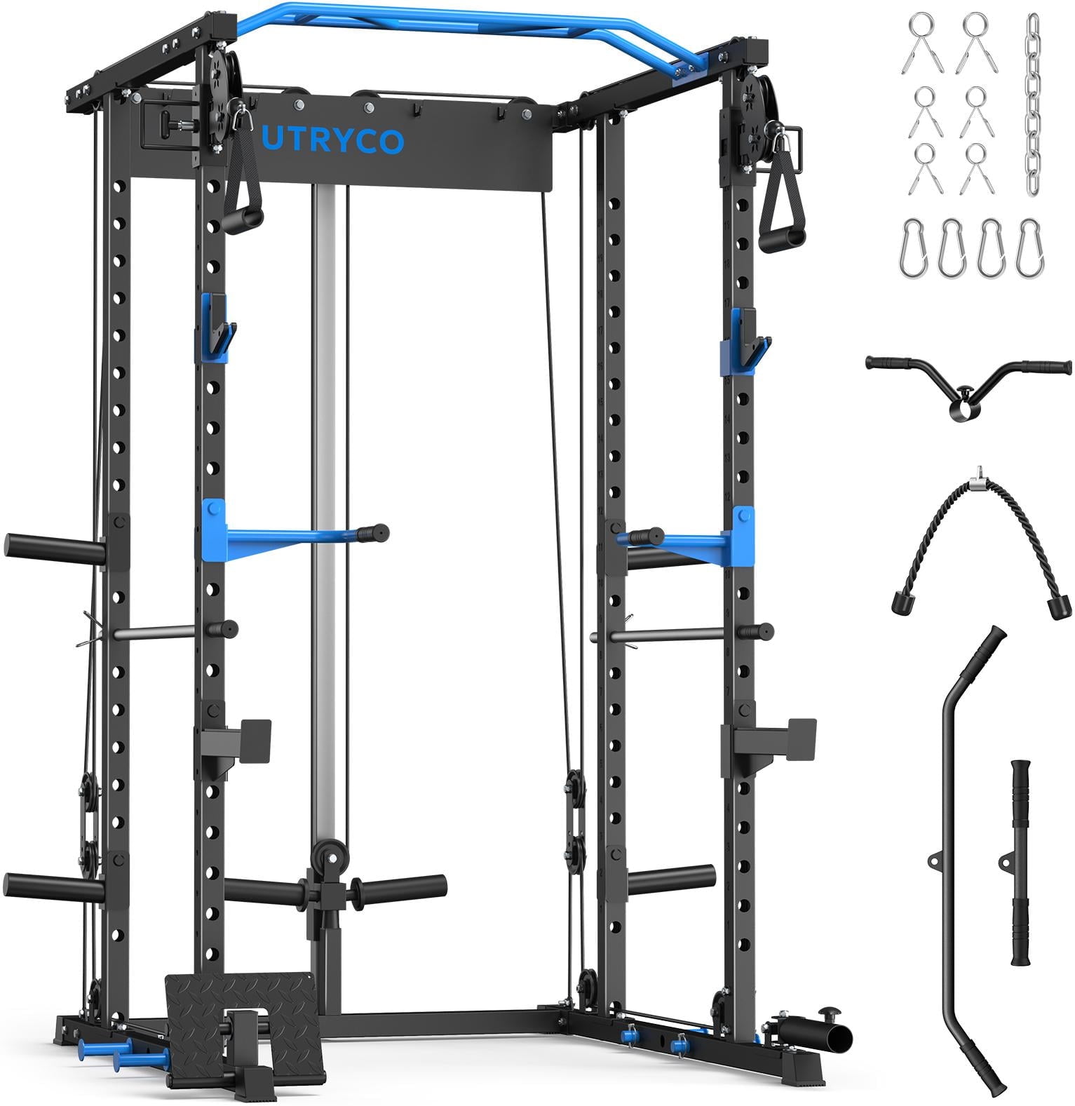 Power Rack Cage with LAT Pull Down, 1600lbs Capacity Multi-Functional ...