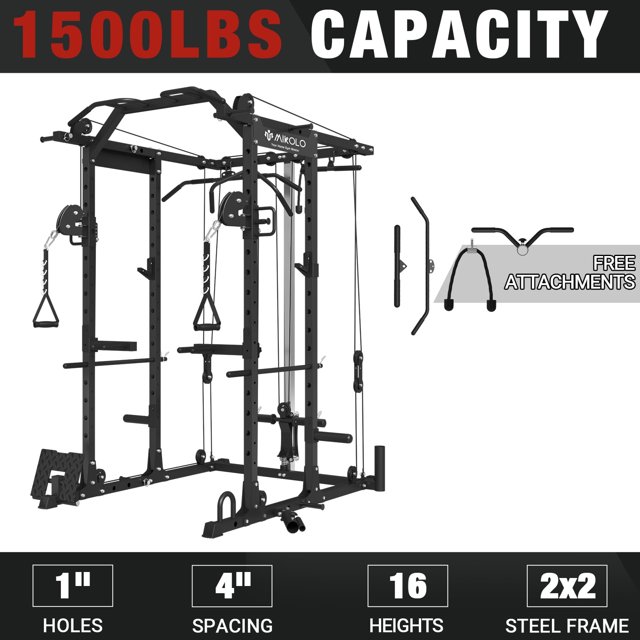 Power Rack Cage, Weight Rack with Cable Crossover Machine,Multi ...