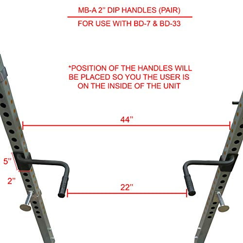 Power Rack Dip Handle Attachments for 2x2 Frame with 1" Hole - Fits ...