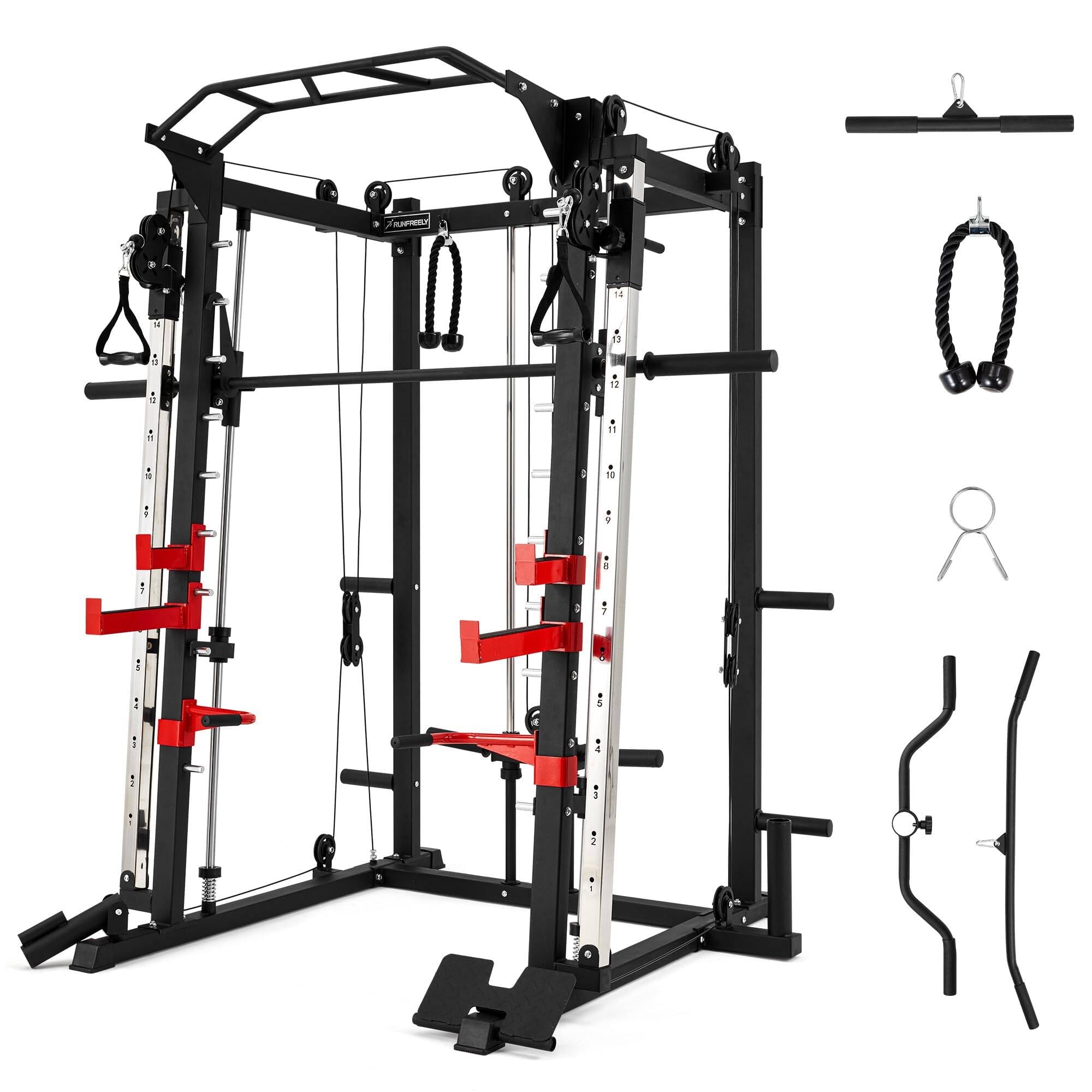 Power Rack for Home Gym, Smith-Machine with Cable Crossover for Full ...