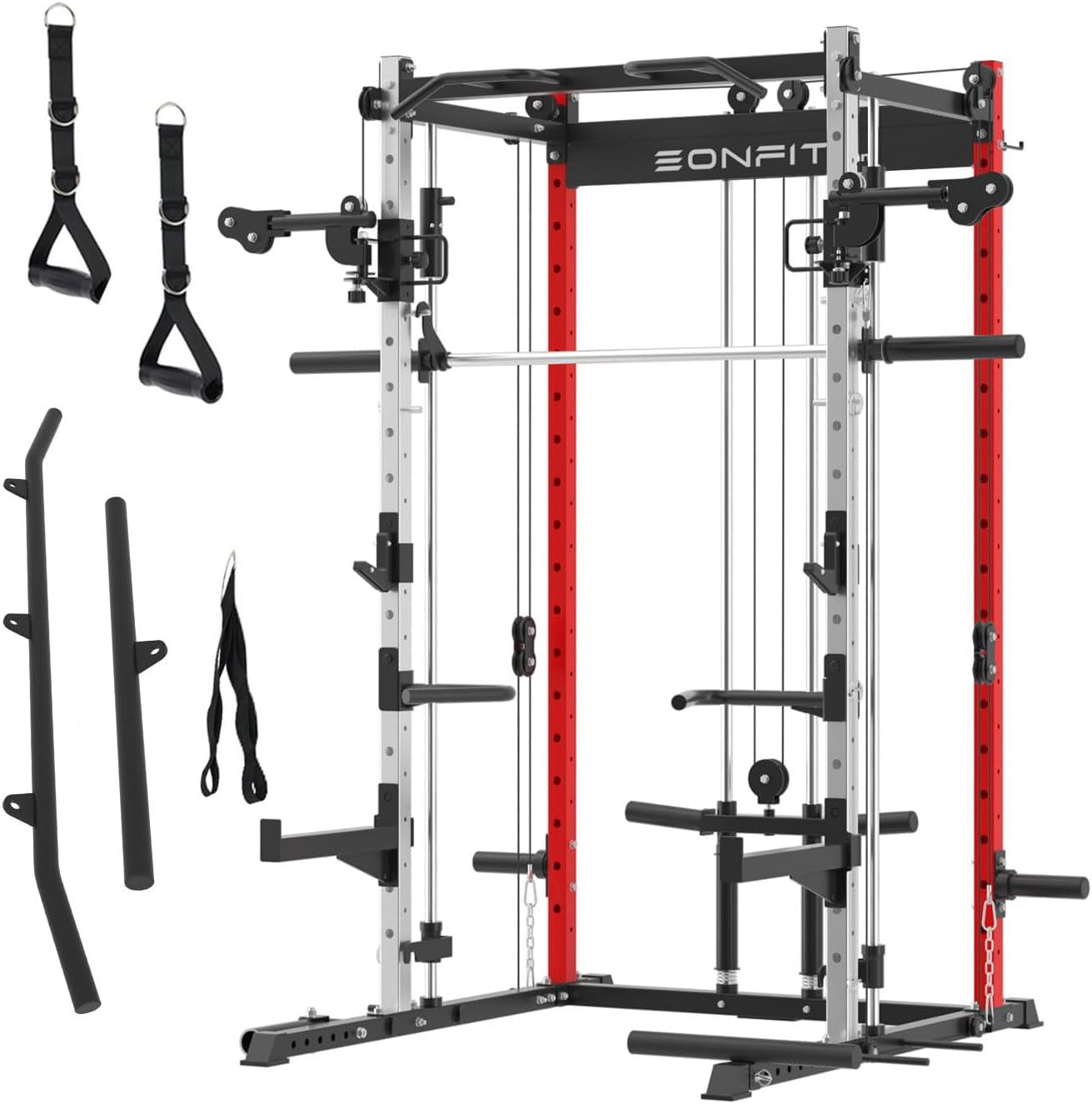 Power Rack Smith Machine Home Gym Equipment, Power Cage with Pulley ...