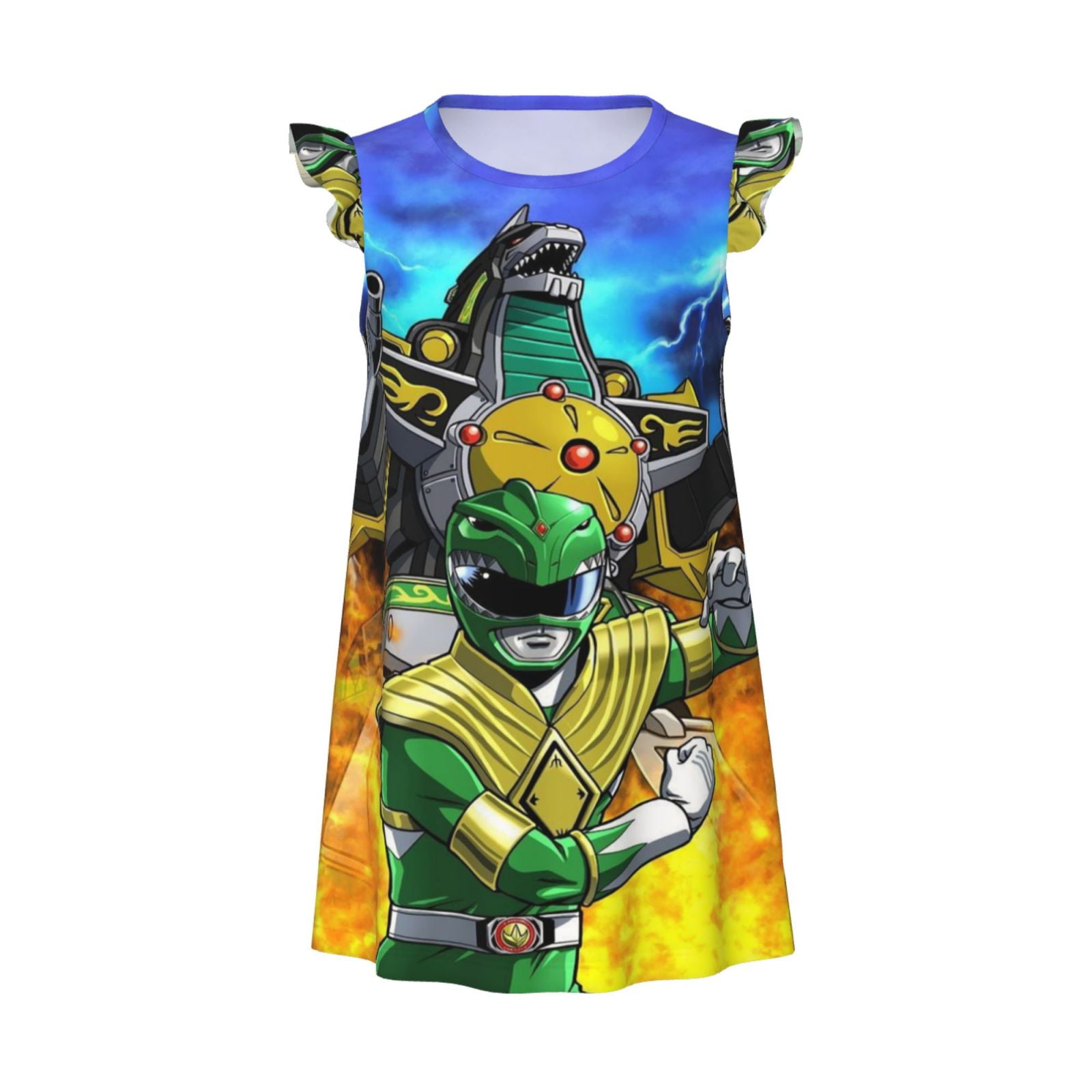 Power Ran-,Ger Nightgown Short Flutter Sleeve Pajamas Cartoon ...