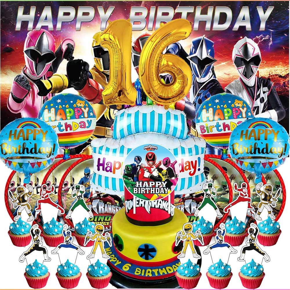 Power Ranger 16th Tableware Balloons Cake Toppers Backdrop Banner ...