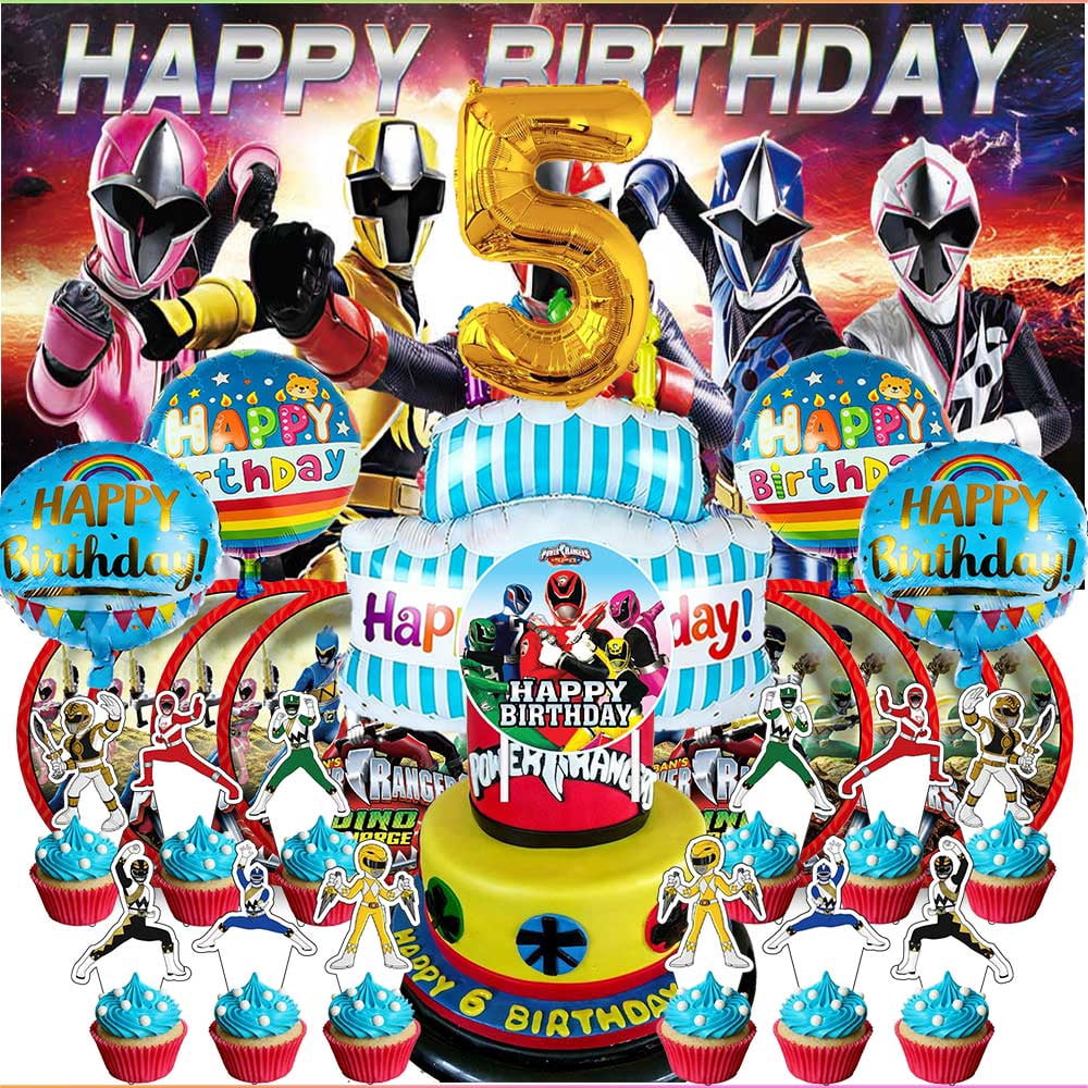 Power Ranger 5th Tableware Balloons Cake Toppers Backdrop Banner ...