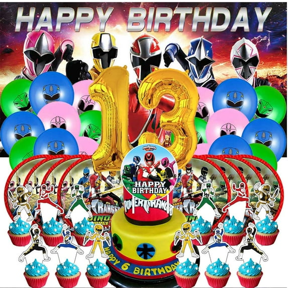 Power Ranger Balloons Party Supplies 13th Decor Tableware Birthday Cake ...
