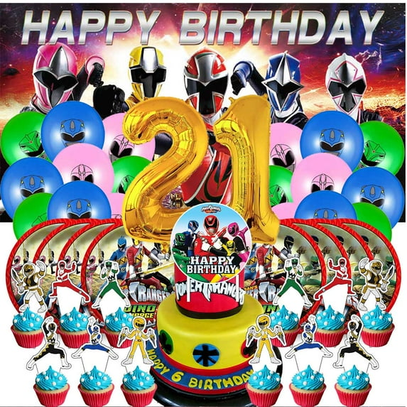 Power Ranger Balloons Party Supplies 21th Decor Tableware Birthday Cake ...