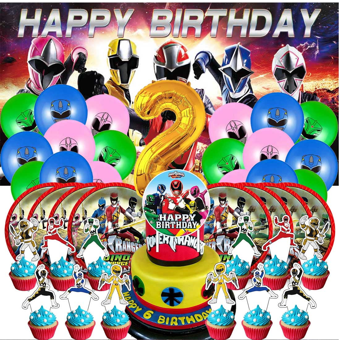 Power Ranger Balloons Party Supplies 2nd Decor Tableware Birthday Cake ...