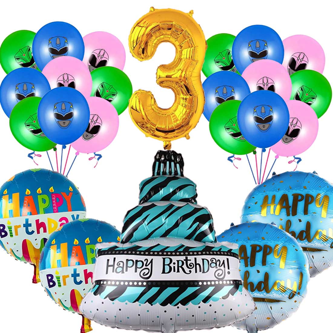 Power Ranger Balloons Party Supplies 3rd Big Number Decorations Decor ...