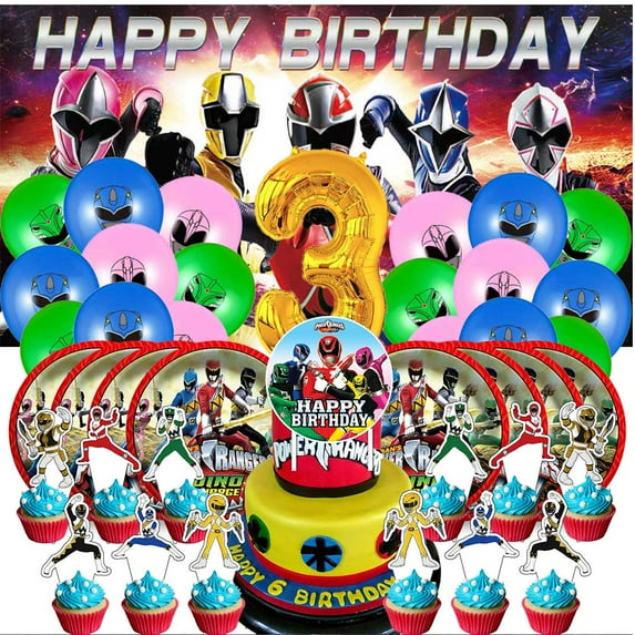 Power Ranger Balloons Party Supplies 3rd Decor Tableware Birthday Cake ...