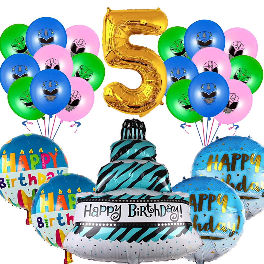 Power Ranger Balloons Party Supplies 5th Big Number Decorations Decor ...
