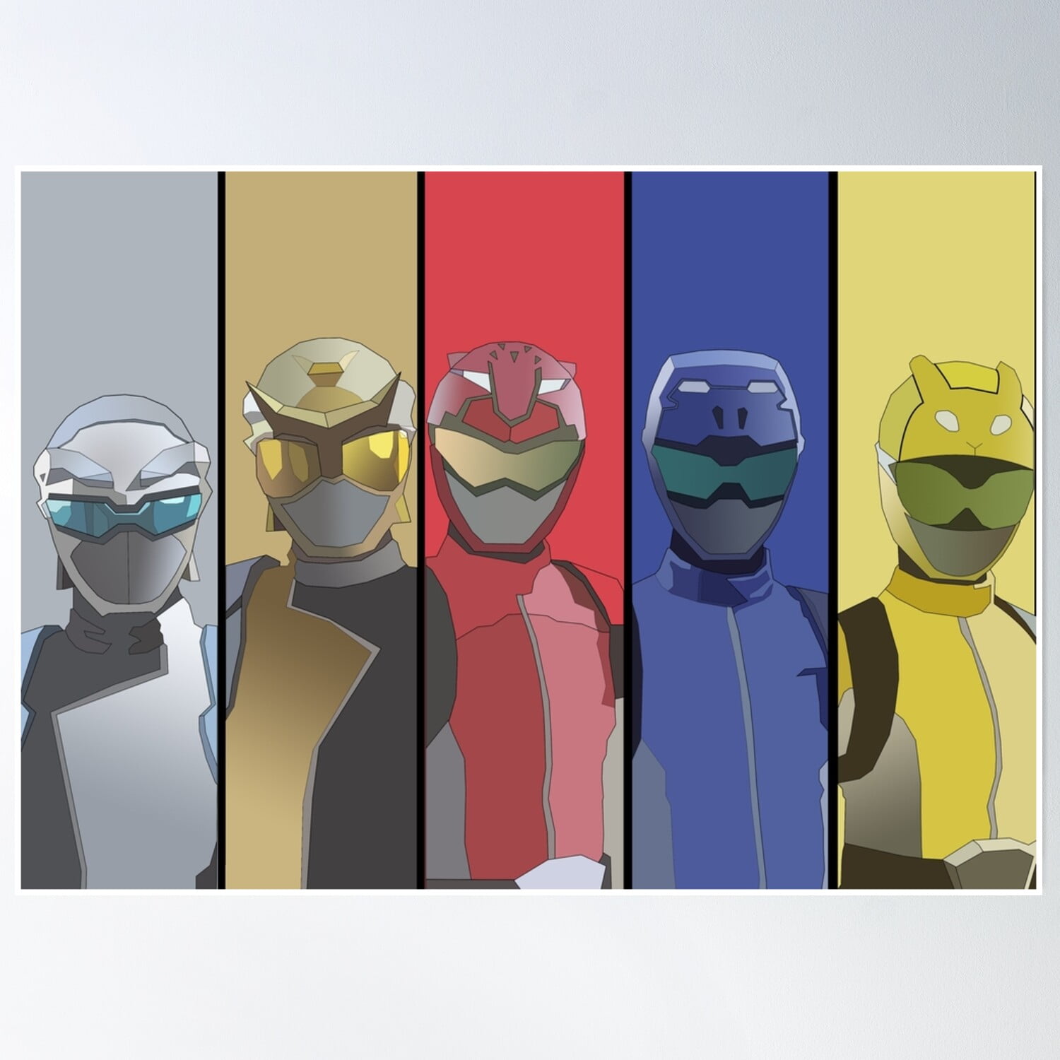 Power Ranger Beast Morphers Full Team Poster Wall Art, Modern Wall ...