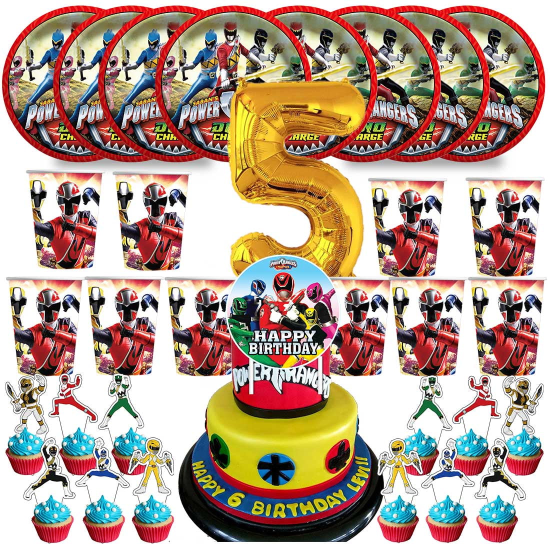Power Ranger Birthday 5th Cups Party Supplies Plates Fans Decorations ...