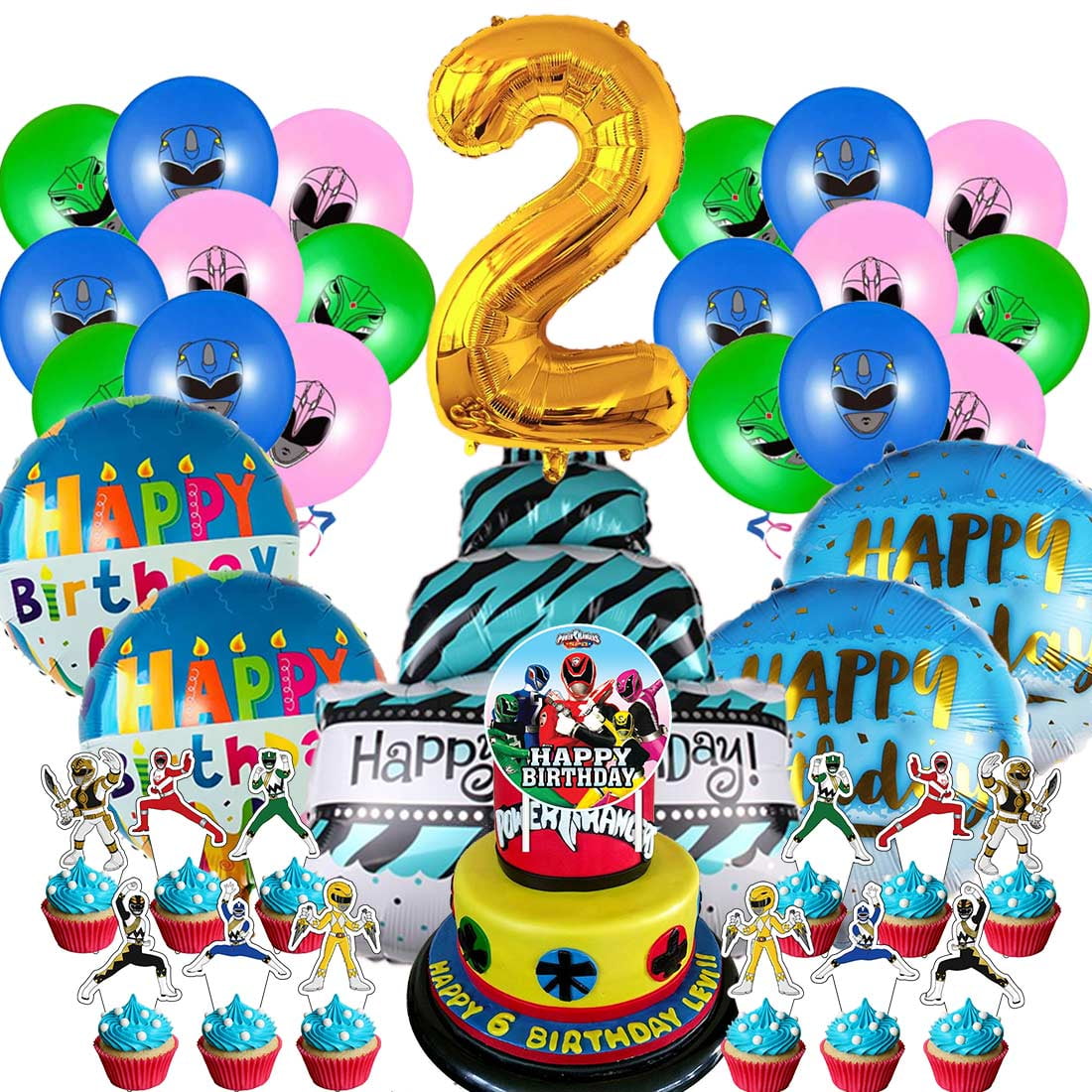 Power Ranger Party Supplies 2nd Decor Kit Balloons Birthday Cake Topper ...