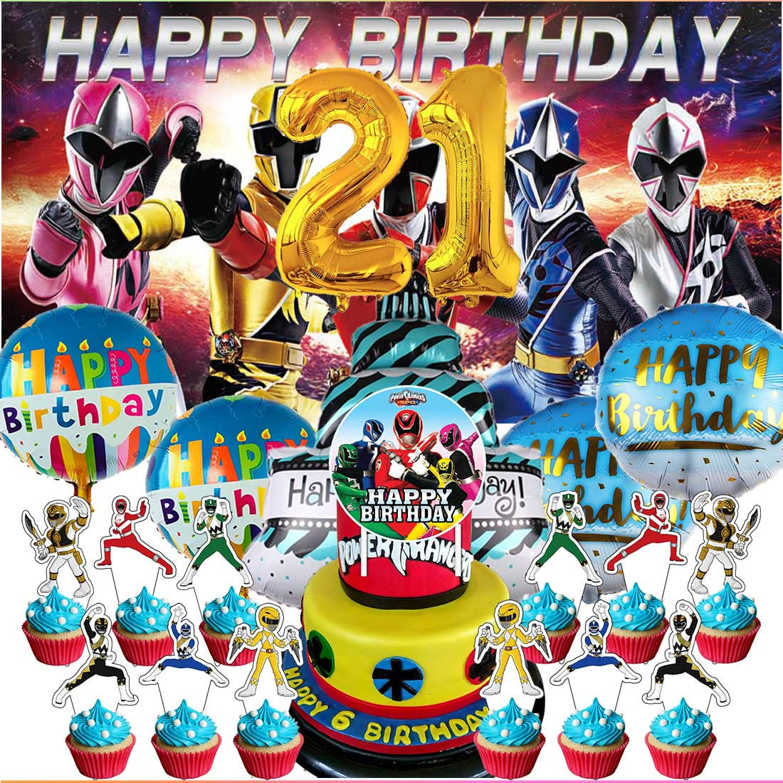Power Ranger Party Supplies Decor 21th Kit Balloons Birthday Cake ...
