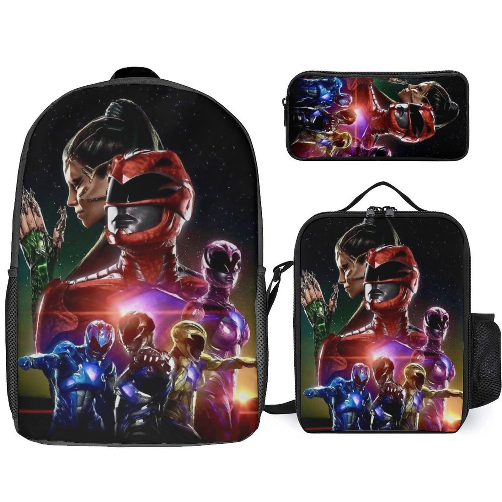 Power Rangers 3-Piece Backpack Combination Trendy Lunch Tote Bag Pencil ...