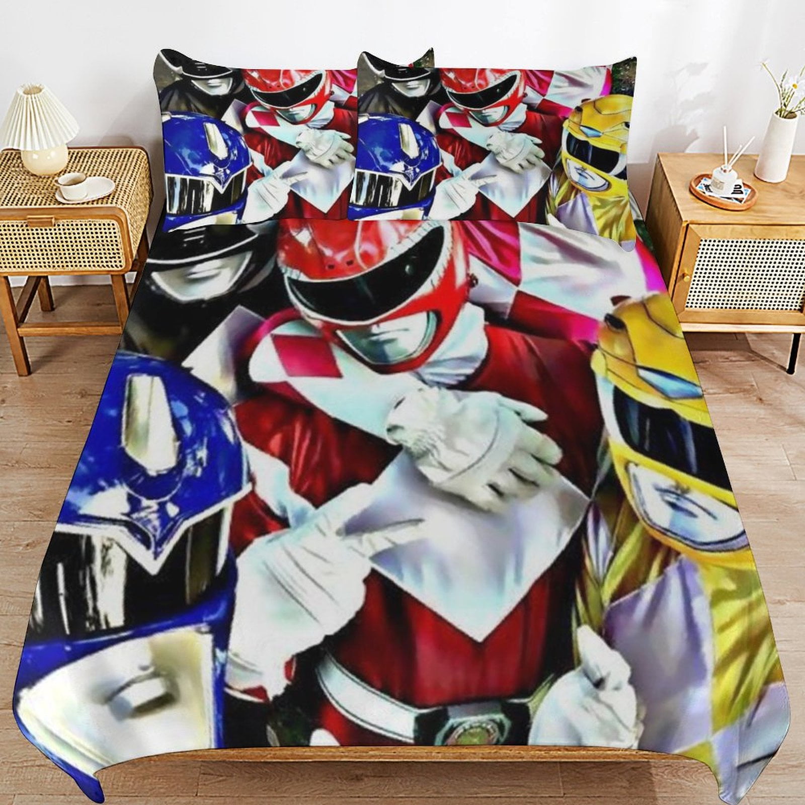 Power Rangers 3-Piece Bedding Set 79"x90" Duvet Cover & 2 Pillow Shams ...