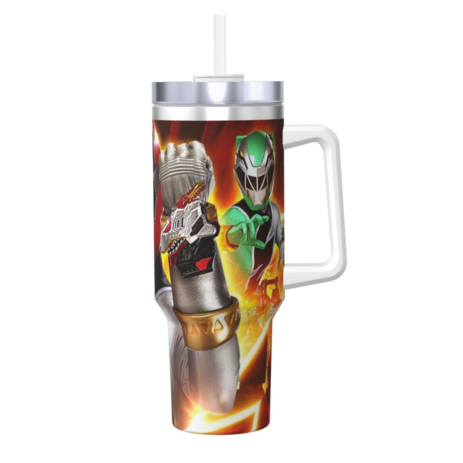 Power Rangers 40 oz Tumbler With Handle and Straw, Stainless Steel ...
