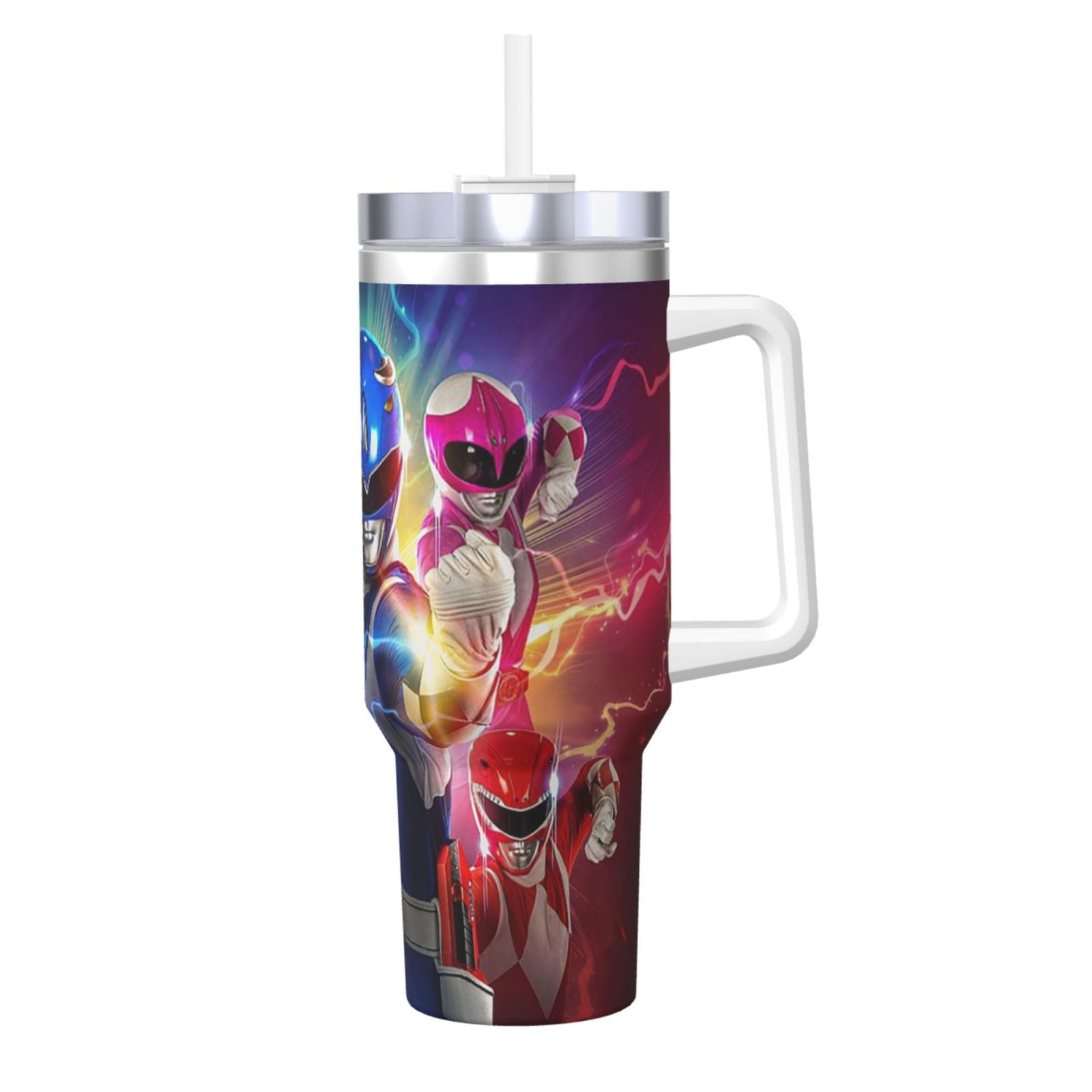 Power Rangers 40 oz Tumbler With Handle and Straw, Stainless Steel ...