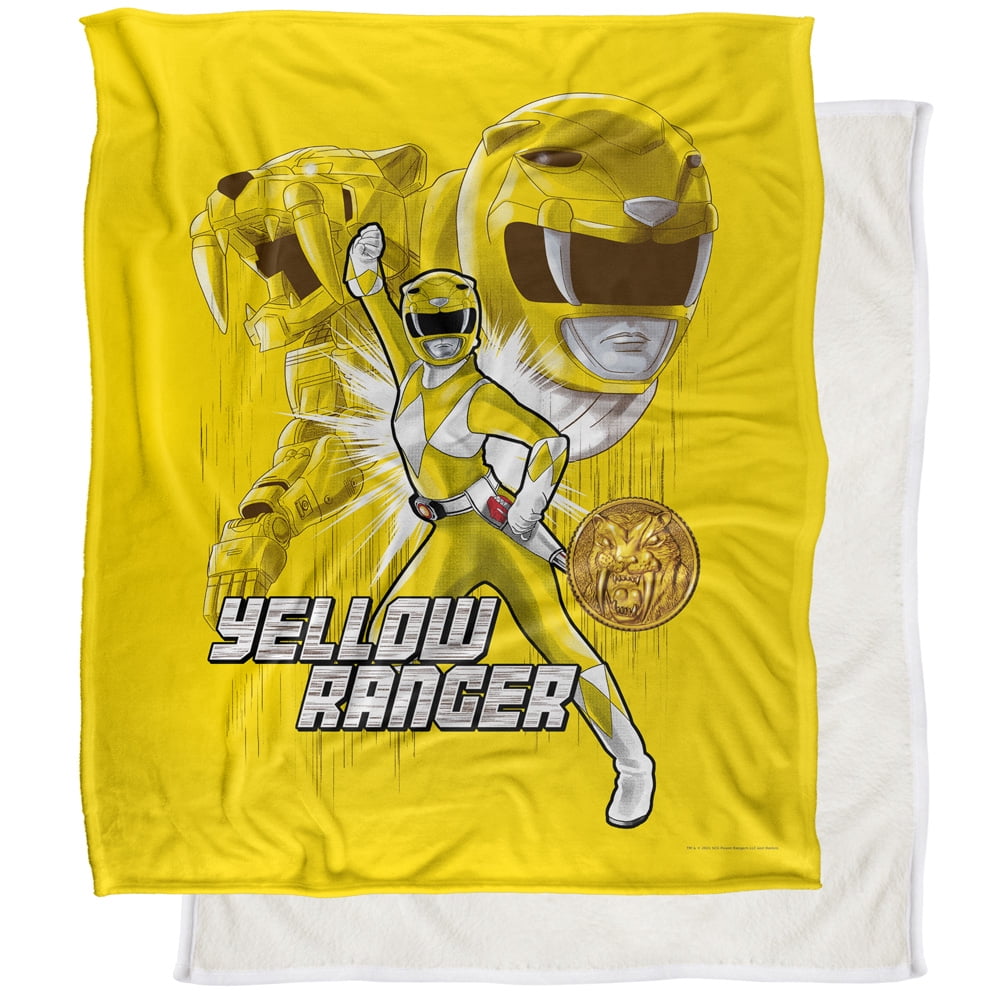 Power Rangers, 50"x60", Yellow Ranger Silky Touch Sherpa Back Super ...