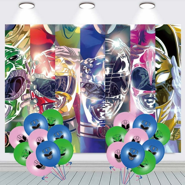 Power Rangers Backdrop Banner Balloons Party Decorations Supplies ...