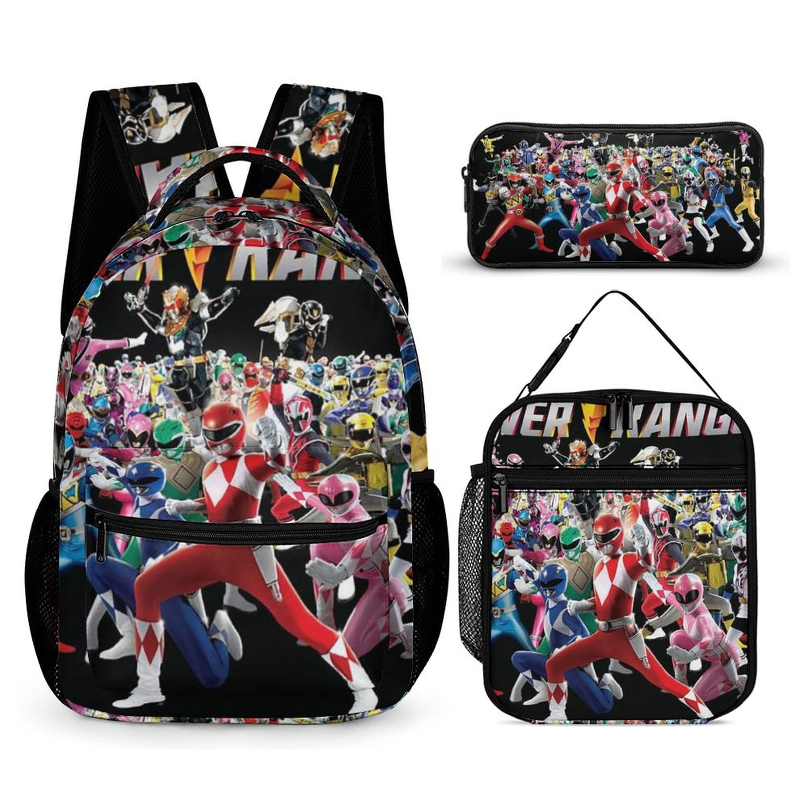 Power Rangers Backpacks 3 Piece Set Bookbag with Lunch Bag And Pencil ...